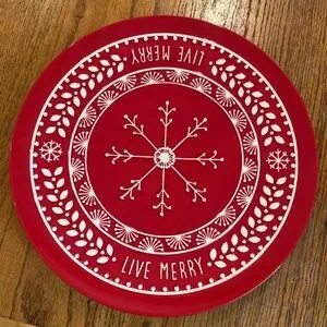 Hallmark | Holiday | Hallmark Red Live Merry Holiday Plate With Raised ...